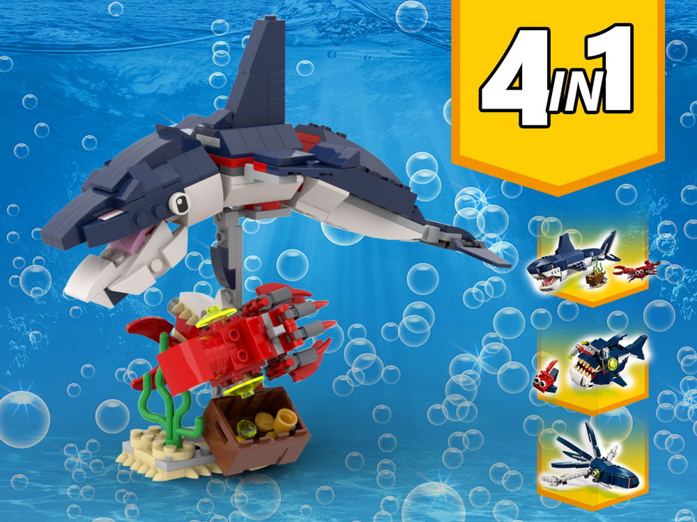31088 Dolphin With Squid And Fish Alternative Build – MOCBoxing™